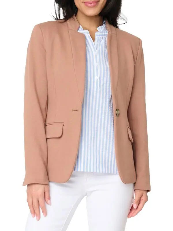 GIBSONLOOK Inverted Notch Collar Knit Blazer - Cork
