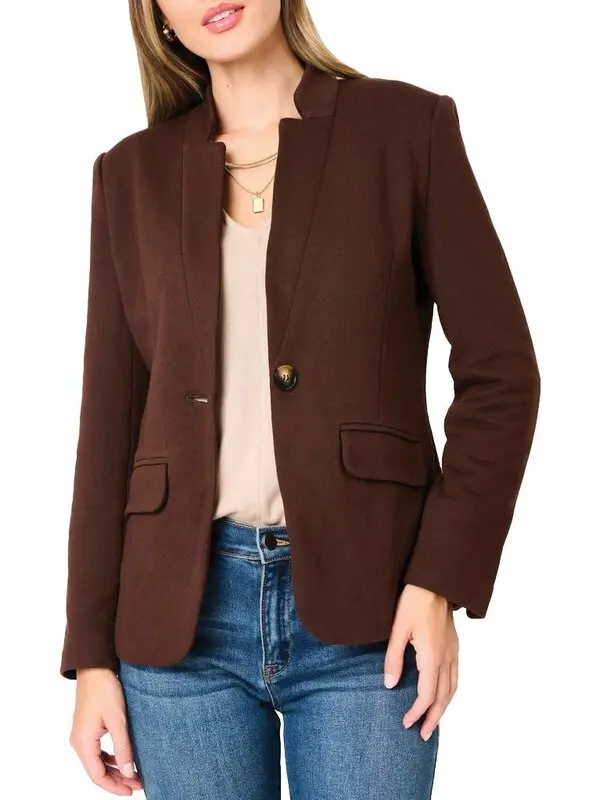 GIBSONLOOK Inverted Notch Collar Knit Blazer - Espresso