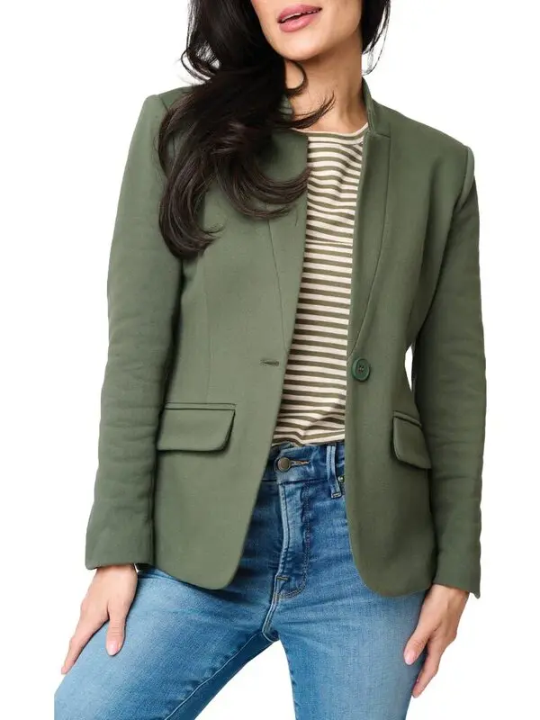GIBSONLOOK Inverted Notch Collar Knit Blazer - Military Green