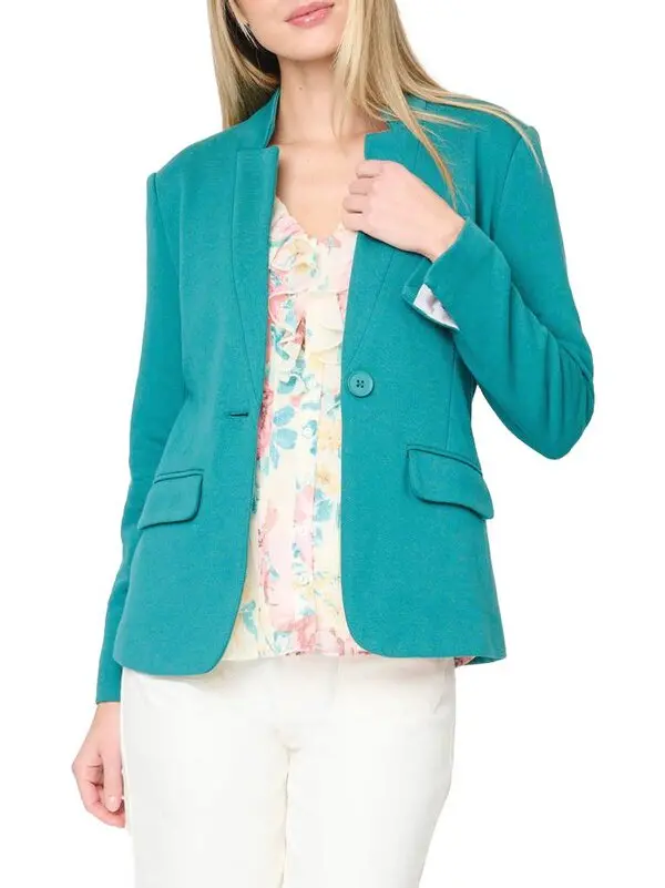 GIBSONLOOK Inverted Notch Collar Knit Blazer - North Sea Green
