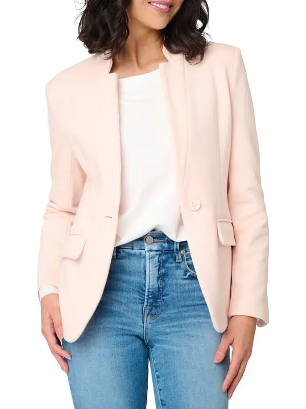 GIBSONLOOK Inverted Notch Collar Knit Blazer - Pearl Blush