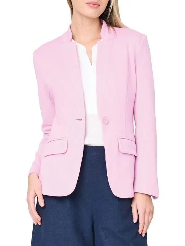 GIBSONLOOK Inverted Notch Collar Knit Blazer - Pirouette Pink