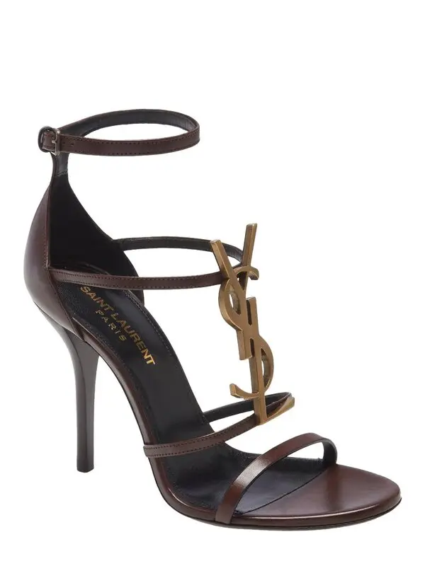Saint Laurent Cassandra Strappy Sandal - Brown
