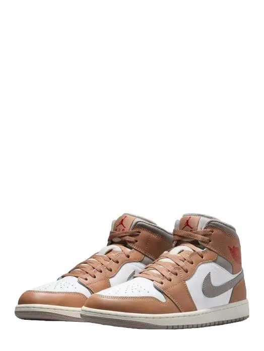 JORDAN Air 1 Mid Basketball Sneakers - 200 Hemp/fire R