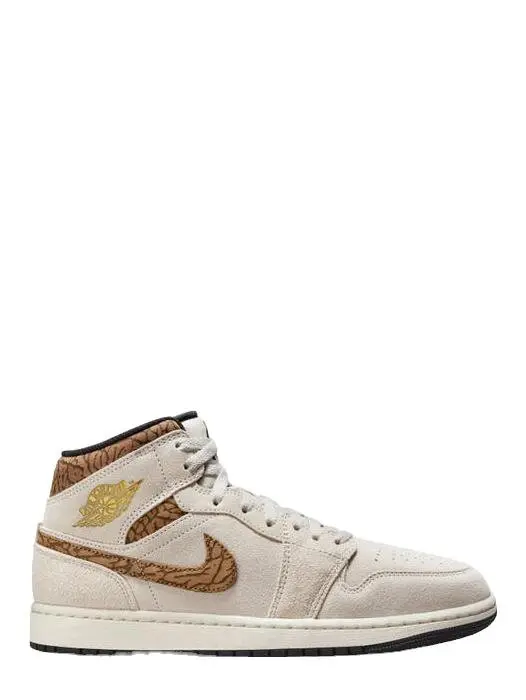 JORDAN Air 1 Mid Basketball Sneakers - Orewood Brown/gold/white