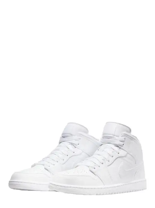 JORDAN Air 1 Mid Basketball Sneakers - White/white