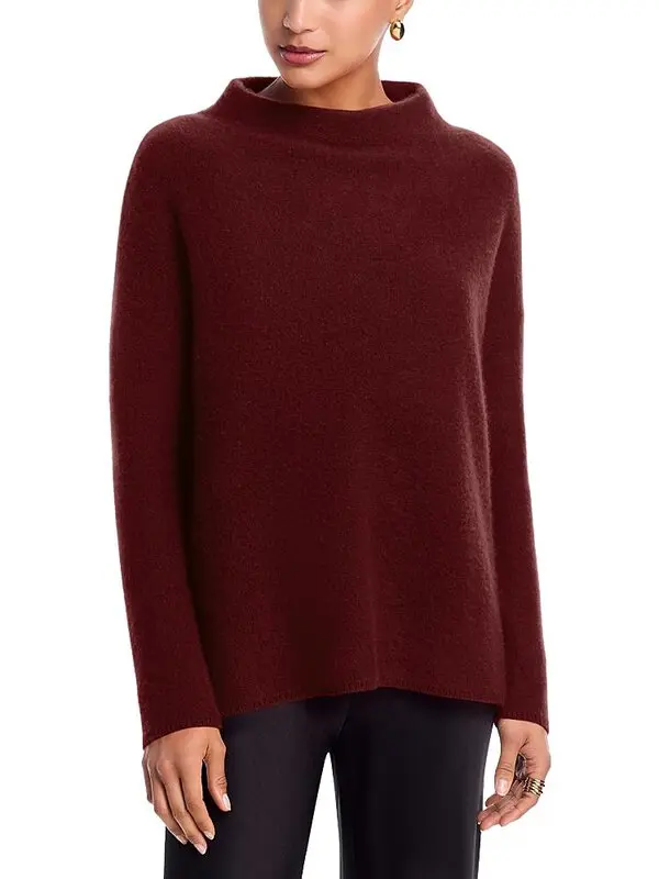 Bloomingdale'S C Mock Neck Brushed Cashmere Sweater - Burnt Caramel