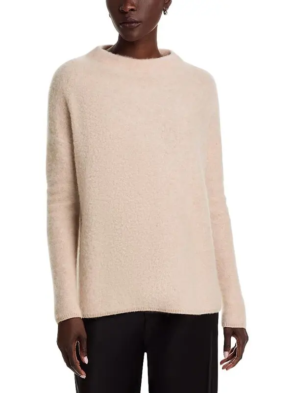 Bloomingdale'S C Mock Neck Brushed Cashmere Sweater - Heather Oatmeal