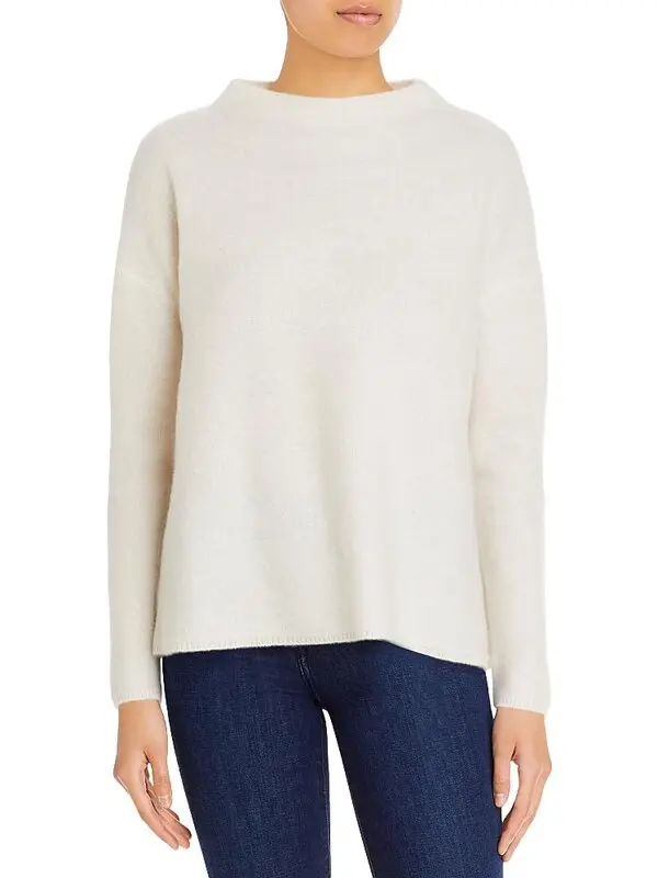 Bloomingdale'S C Mock Neck Brushed Cashmere Sweater - Ivory