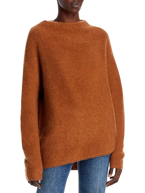 Bloomingdale'S C Mock Neck Brushed Cashmere Sweater - Nutmeg