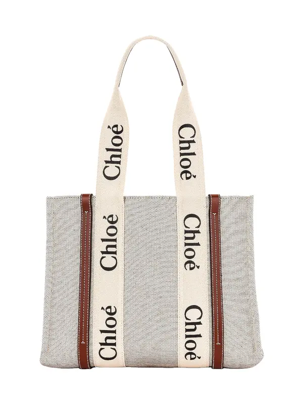 Chloé Woody Tote Bag - White & Brown