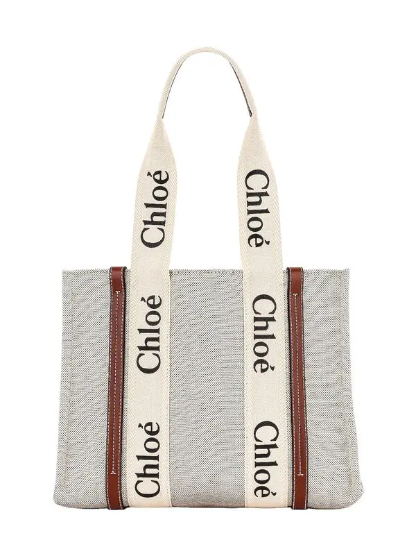 Chloé Woody Tote Bag - White & Brown