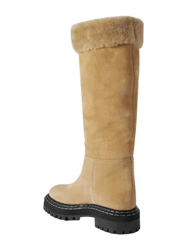 Proenza Schouler Shearling-trimmed Knee Boots - Neutrals
