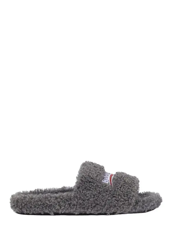 Balenciaga White/red Fabric Slides - Grey
