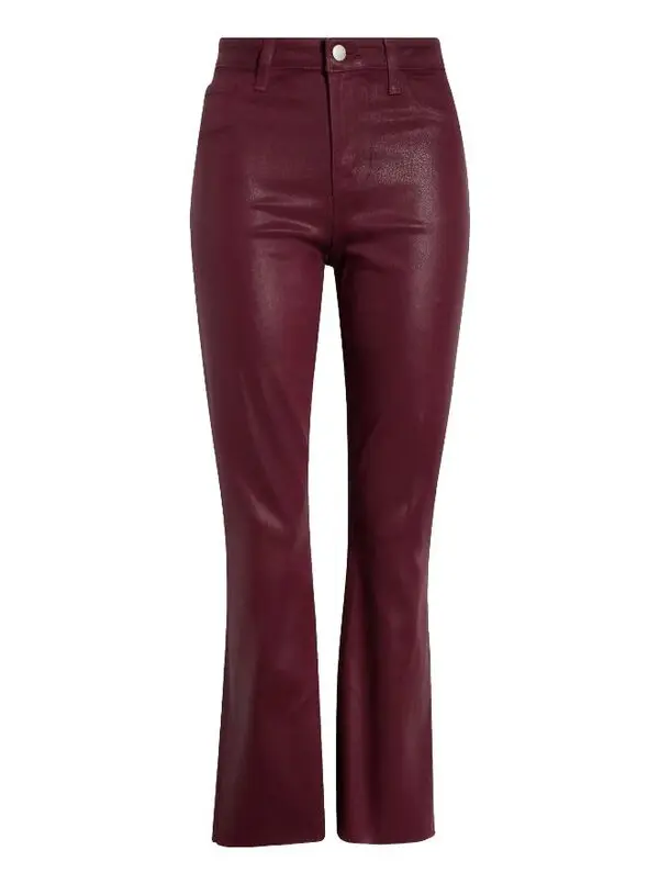 L'Agence Kendra Coated High-waist Crop Flare Jeans - Dark Port Coated