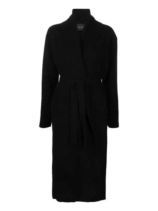 ROBERTO COLLINA Belted-waist Merino Coat - Black