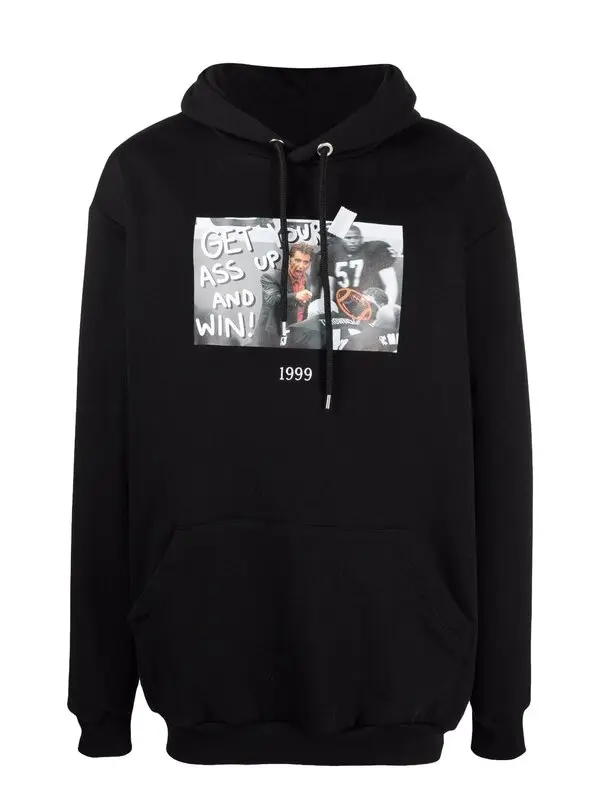 THROWBACK. Photograph-print Cotton Hoodie - Black