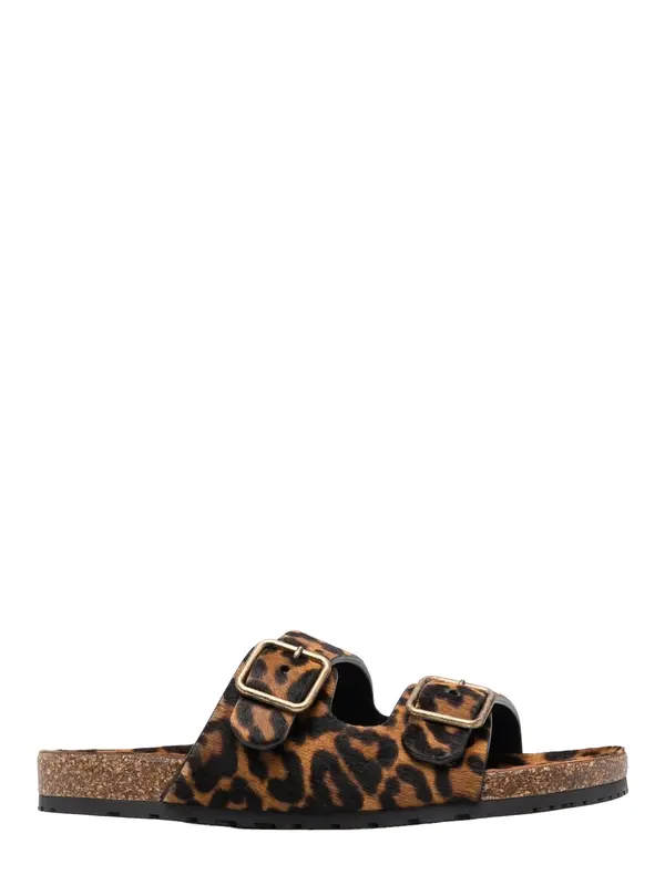 Saint Laurent Leopard-print Buckle Sandals - Neutrals