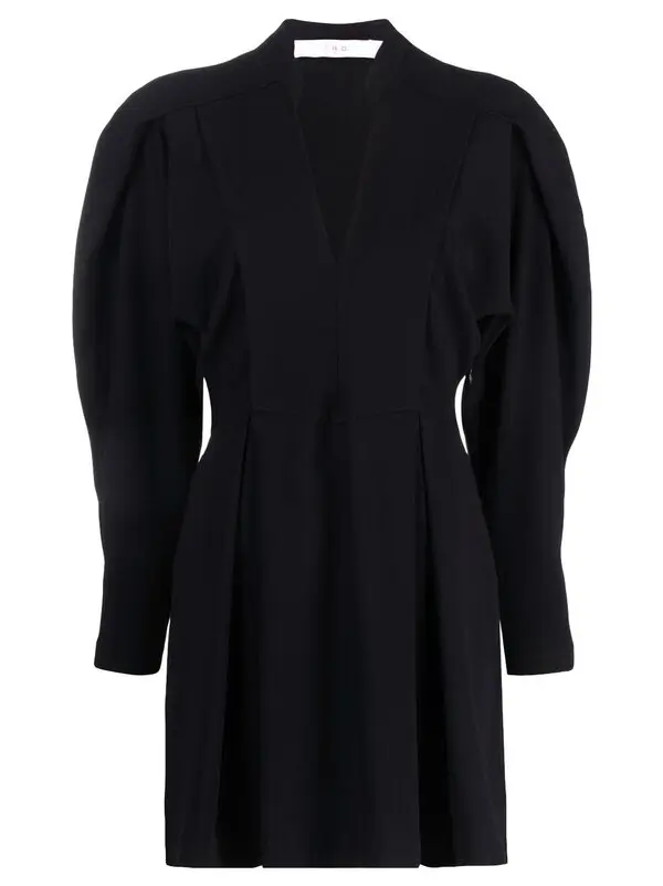 IRO PARIS Long Sleeve V-neck Shirt Dress - Black