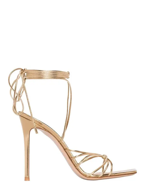 GIANVITO ROSSI Sylvie 105mm Lace-up Sandals - Gold
