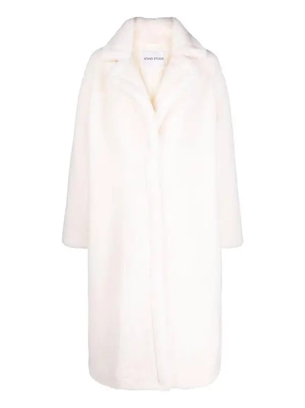 STAND STUDIO Maria Faux Shearling Coat - White