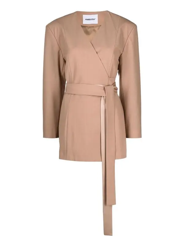 AMBUSH Long-sleeve Jacket With Tied Waist - Neutrals
