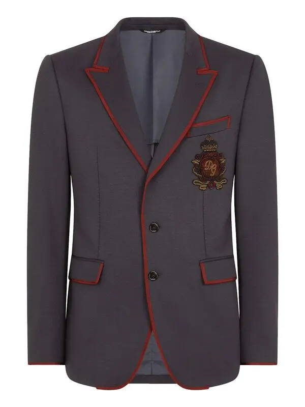 Dolce & Gabbana Deconstructed Logo-patch Blazer - Blue
