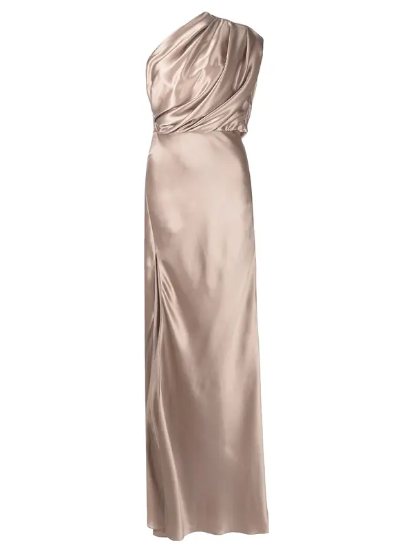 Michelle Mason Silk Asymmetrical Gown - Neutrals