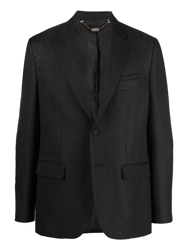BILLIONAIRE Jacquard Crocodile-effect Tailored Blazer - Black