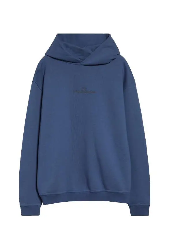 MAISON MARGIELA Embroidered Logo Cotton Hoodie - Lapis Blue