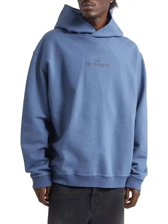 MAISON MARGIELA Embroidered Logo Cotton Hoodie - Lapis Blue