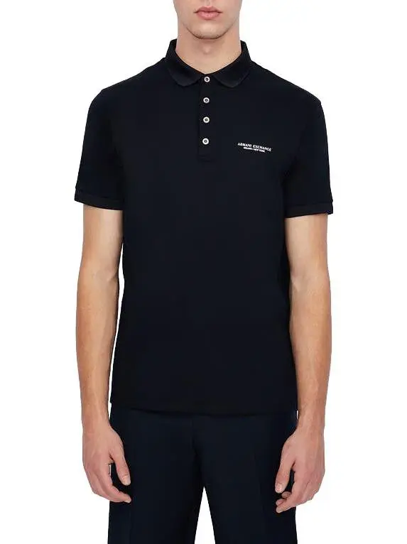 Armani Exchange Milano/new York Logo Polo - Navy