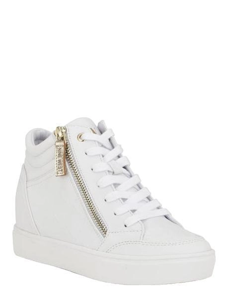 Nine West Lace-up Wedge Sneakers - White