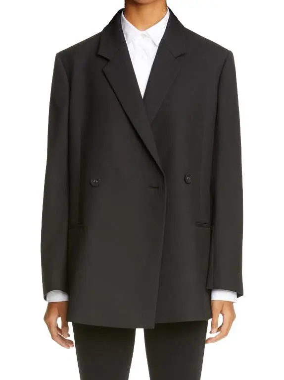 TOTEME Oversized Double-breasted Wool Blazer - Black