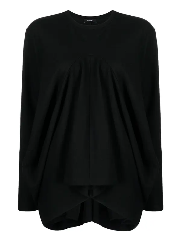 Goen.j Structured Draped Jersey Top - Black