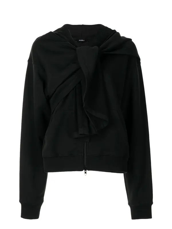 Goen.j Knot-detail Zip-up Hoodie - Black