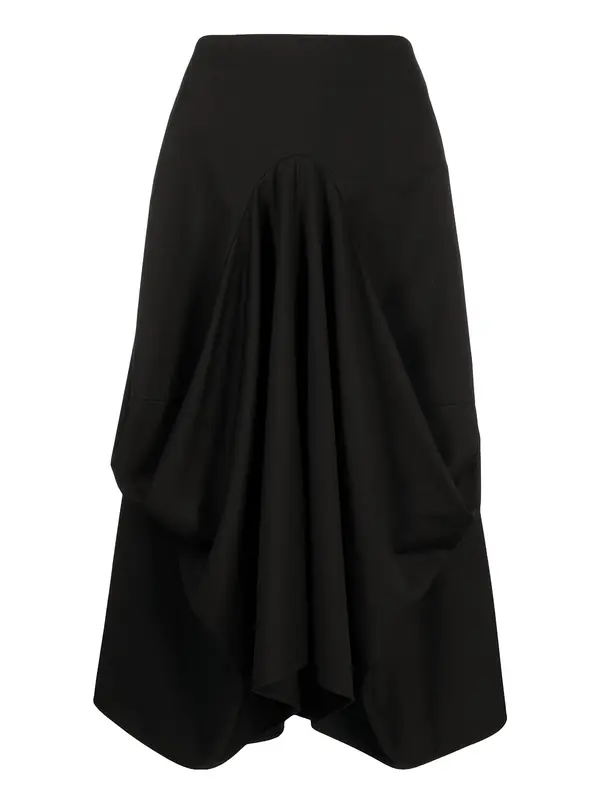 Goen.j Structured Draping Midi Skirt - Black