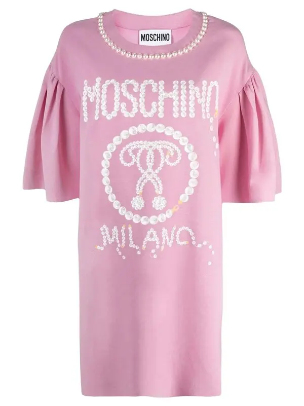 Moschino Pearl-embellished T-shirt Dress - Pink