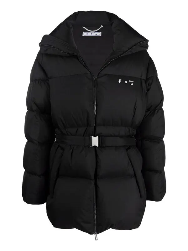 Off-White Hands Off Belted Puffer Jacket - Black