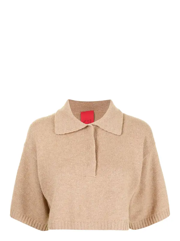 Cashmere In Love Cropped Knitted Shirt - Brown