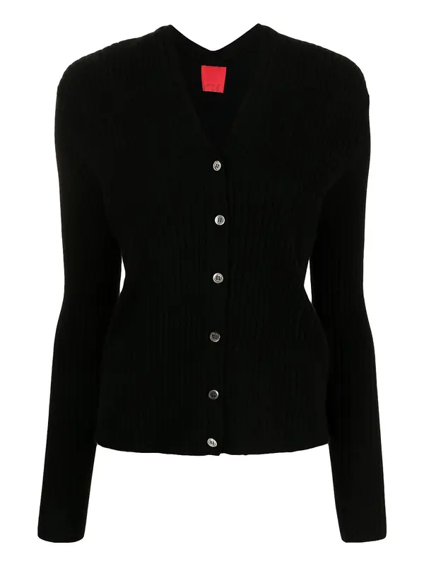 Cashmere In Love Inez Ribbed-knit Cropped Cardigan - Black