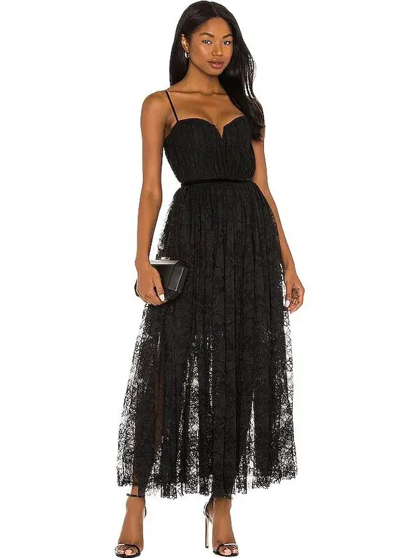 SAU LEE Selena Lace Dress - Black
