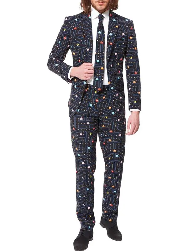 Opposuits X Pac-man™ Slim Fit Two-piece Suit & Tie Set - Black
