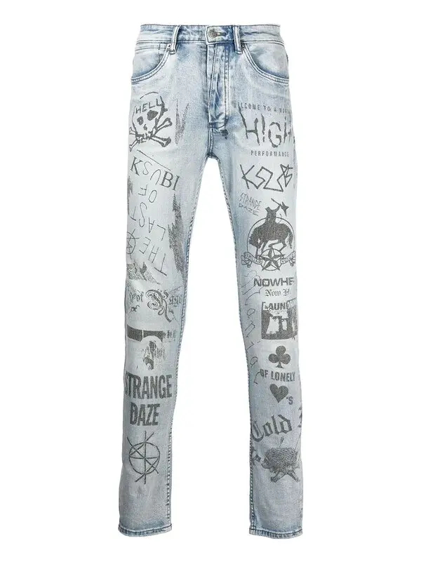 Ksubi Van Winkle Graphic-print Jeans - Blue