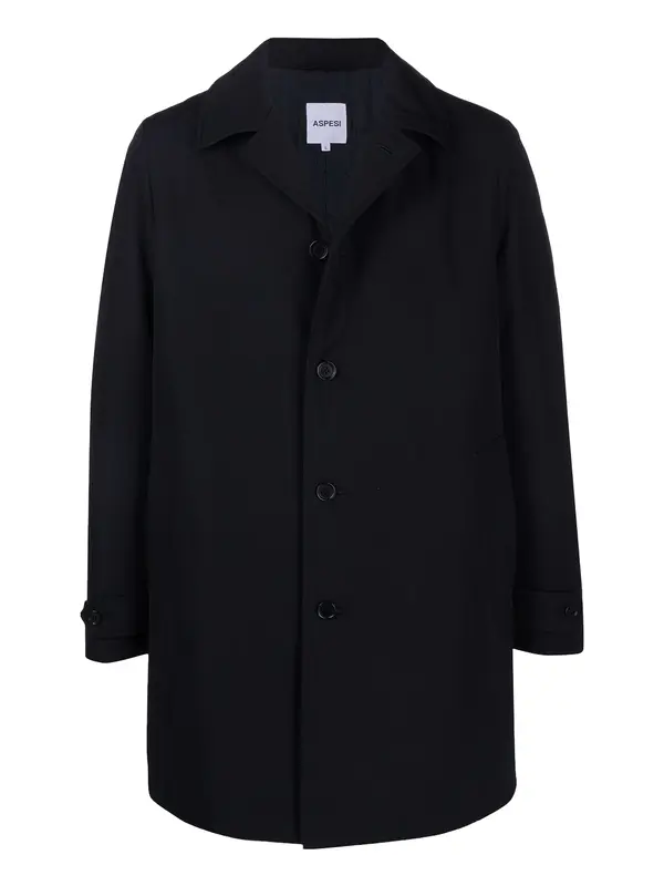 Aspesi Single-breasted Cotton-blend Coat - Blue