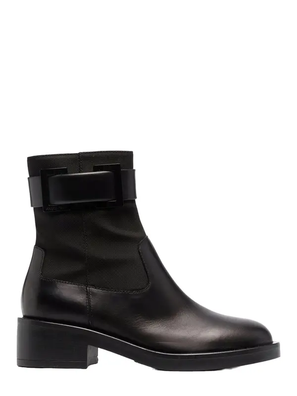 SERGIO ROSSI Prince Buckle-strap Leather Boots - Black