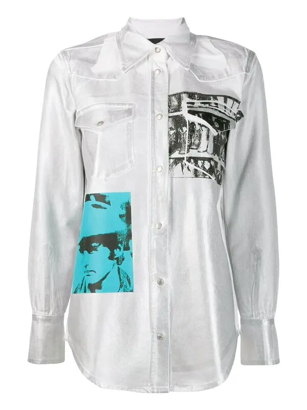 Calvin Klein Warhol Print Metallic Shirt - Silver