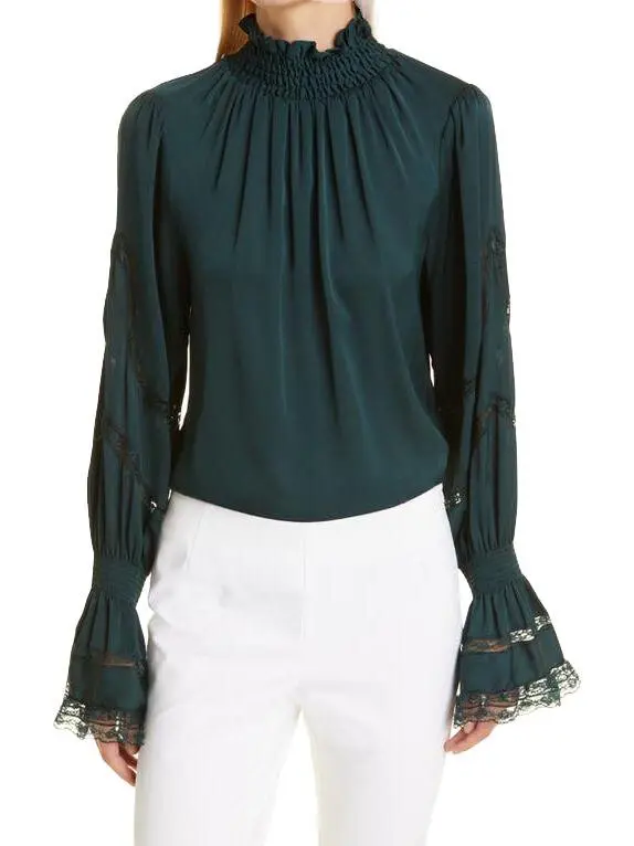 Kobi Halperin Elsie Stretch Silk Blouse - Pine