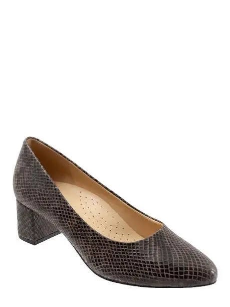 Trotters Kari Pointy Toe Pump - Dark Grey Leather