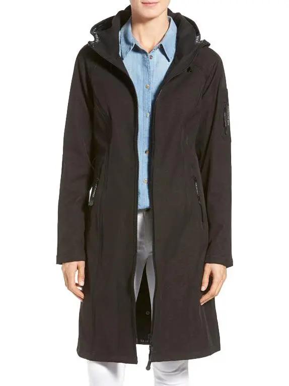 ILSE JACOBSEN Long Hooded Raincoat - Black